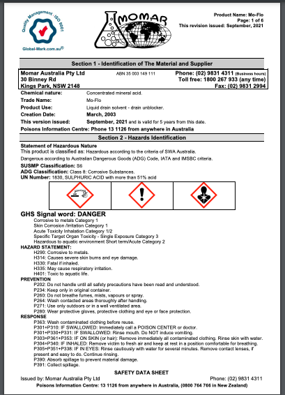 Mo-Flo SDS – Tech Spec