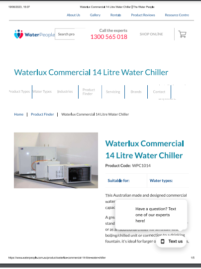 Waterlux commercial 15l – Tech Spec