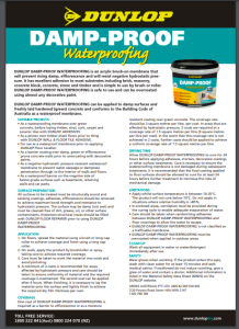 Dunlop 4L Damp-Proof Waterproofing – Brochure, User Guide – Tech Spec