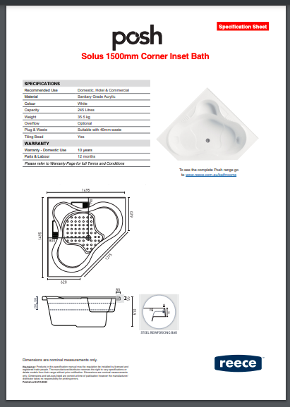 Specification-Sheet-Posh-Solus-Corner-Bath-1500mm-White – Tech Spec